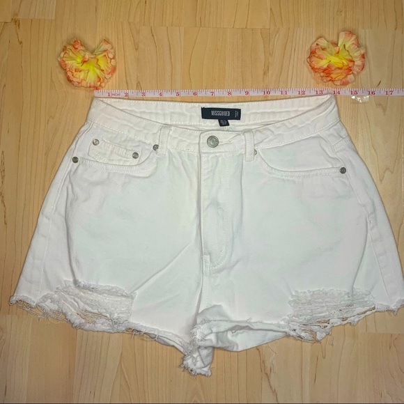 Missguided | Shorts | Missguided Ripped White Denim Shorts Sz 8 | Poshmark